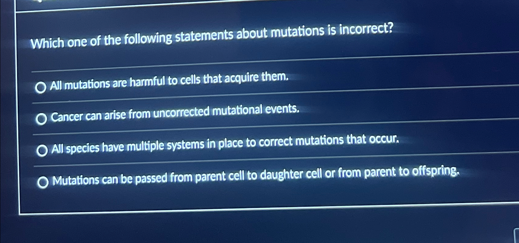 Solved Which one of the following statements about mutations | Chegg.com