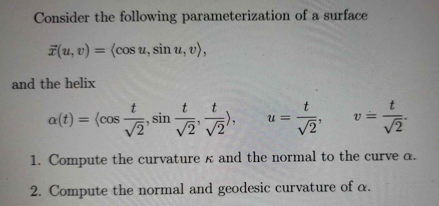 Solved Consider the following parameterization of a surface | Chegg.com