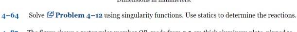 Solved 4-64 Solve Problem 4-12 using singularity functions. | Chegg.com
