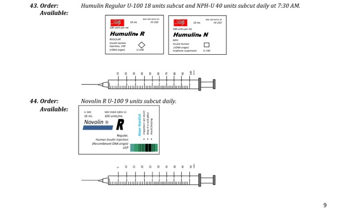 Solved Humulin Regular U-100 18 units subcut and NPH-U 40 | Chegg.com