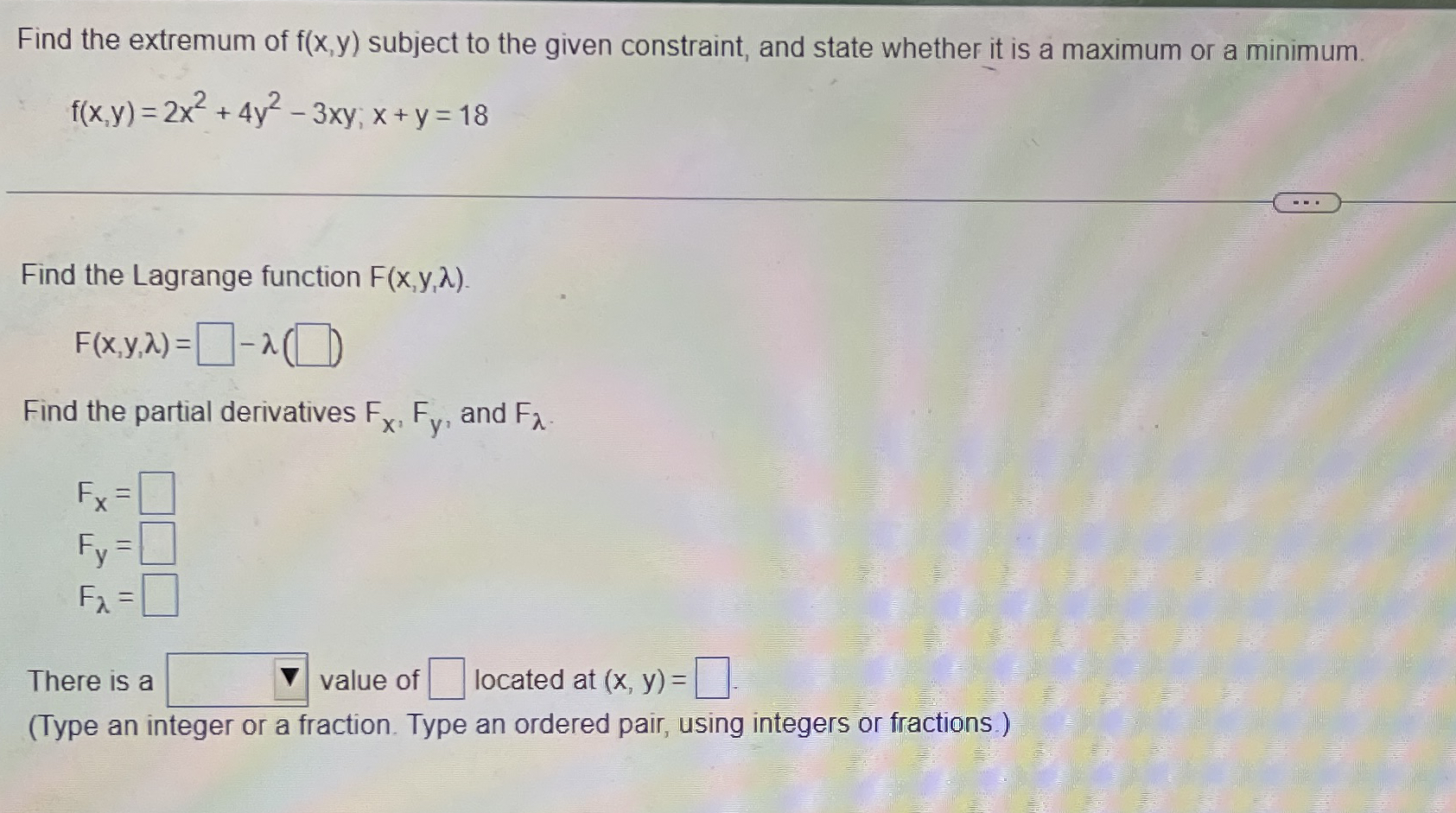 Solved Find the extremum of f(x,y) ﻿subject to the given | Chegg.com