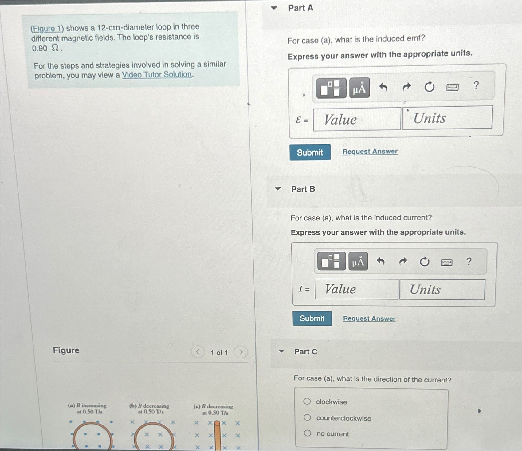 Solved Part A(Figure 1) ﻿shows a 12-cm-diameter loop in | Chegg.com