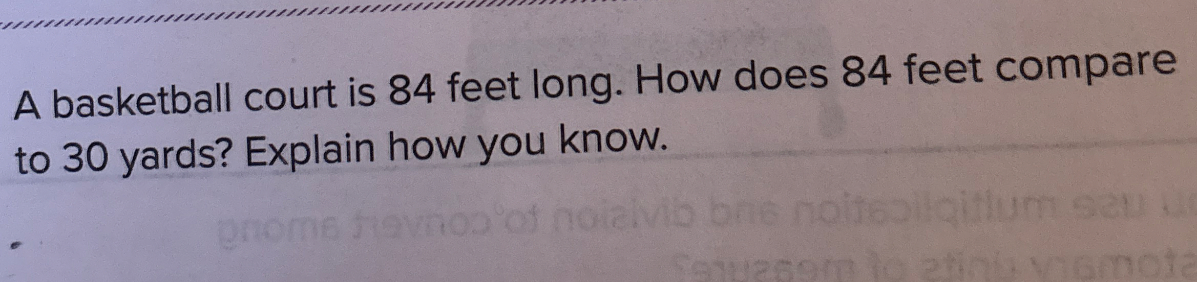 Solved A basketball court is 84 ﻿feet long. How does 84 | Chegg.com