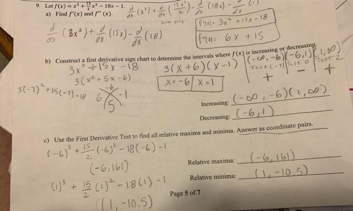 Solved d) Construct a second derivative sign chart to find | Chegg.com