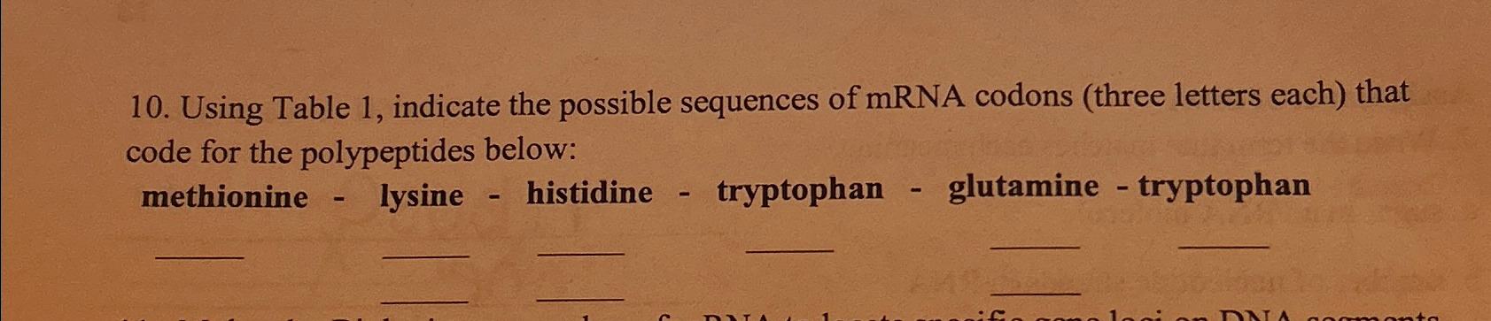Solved Using Table 1, ﻿indicate the possible sequences of | Chegg.com