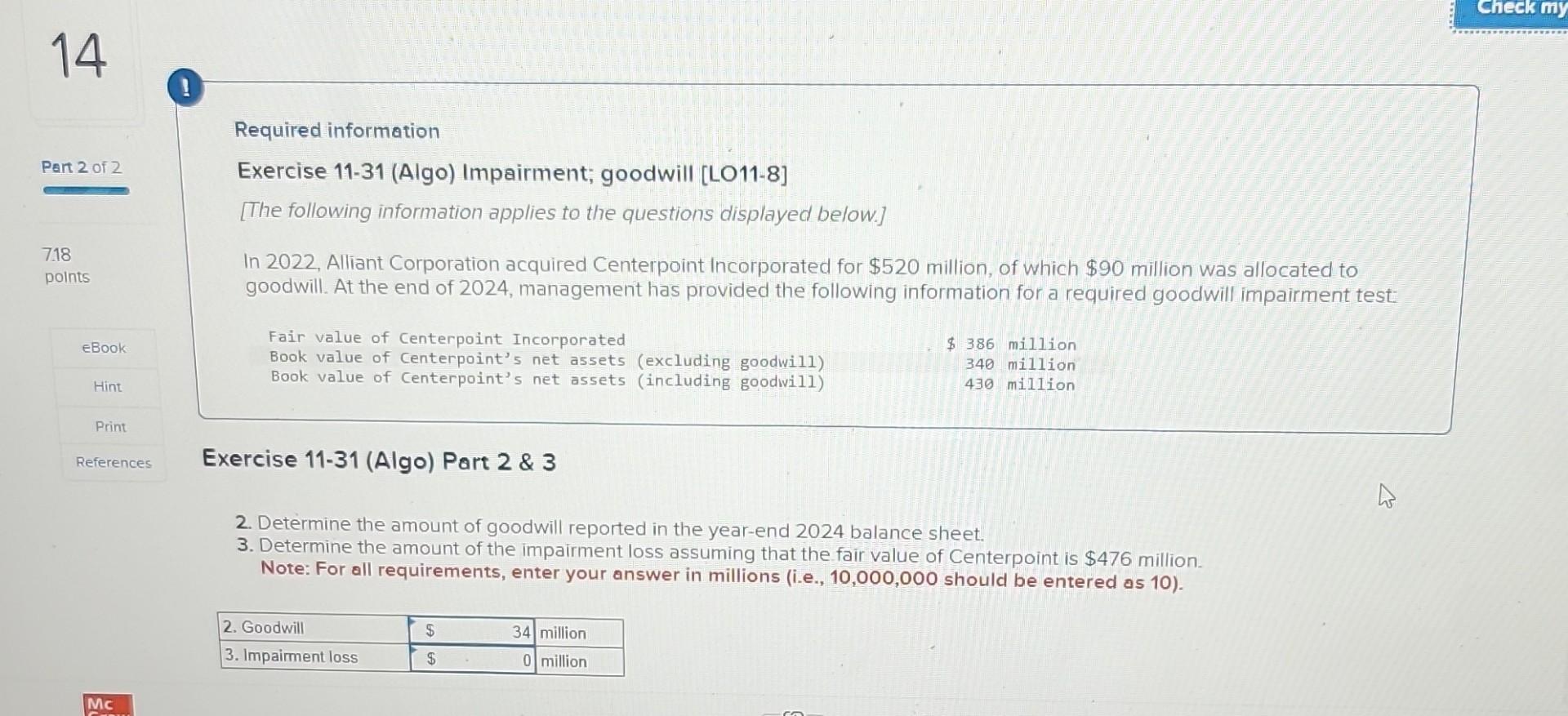 Solved Required information Exercise 11-31 (Algo) | Chegg.com