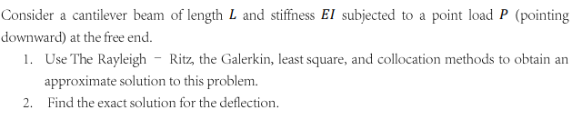 Solved Consider a cantilever beam of length L ﻿and stiffness | Chegg.com