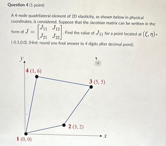 Solved A 4-node quadrilateral element of 2D elasticity, as | Chegg.com