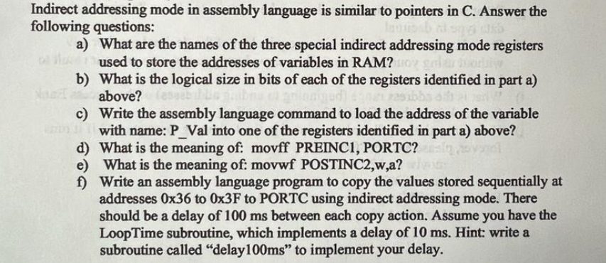 Solved Indirect addressing mode in assembly language is | Chegg.com