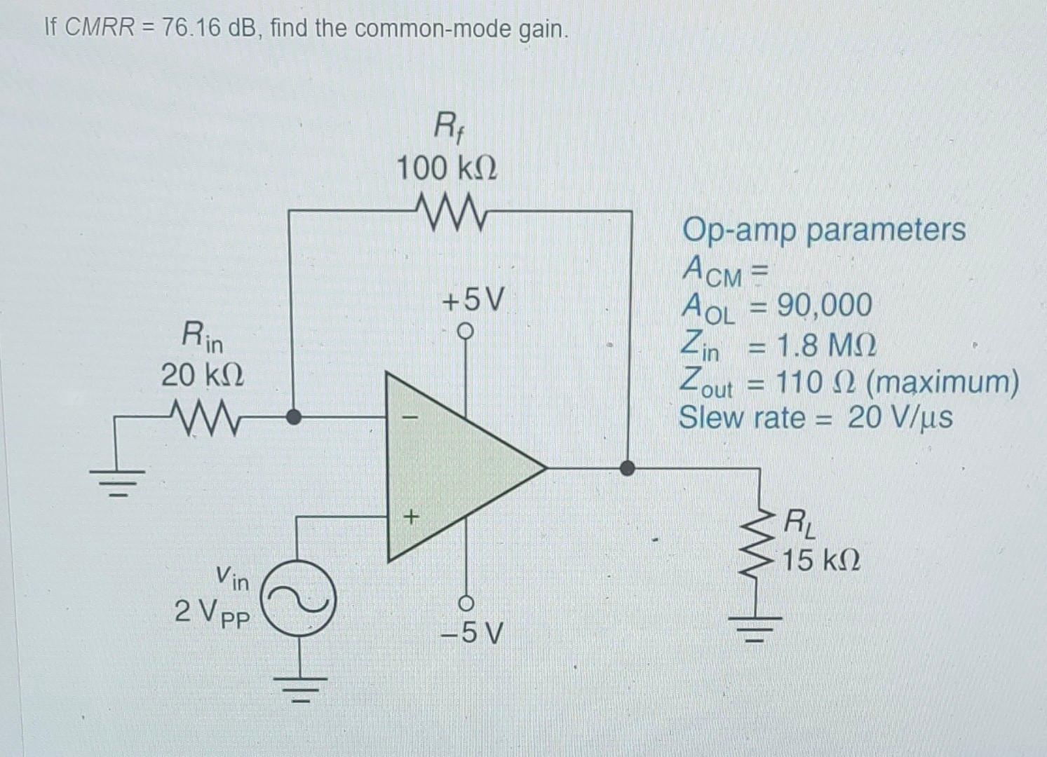 Solved If CMRR=76.16 dB, find the common-mode gain. am) | Chegg.com