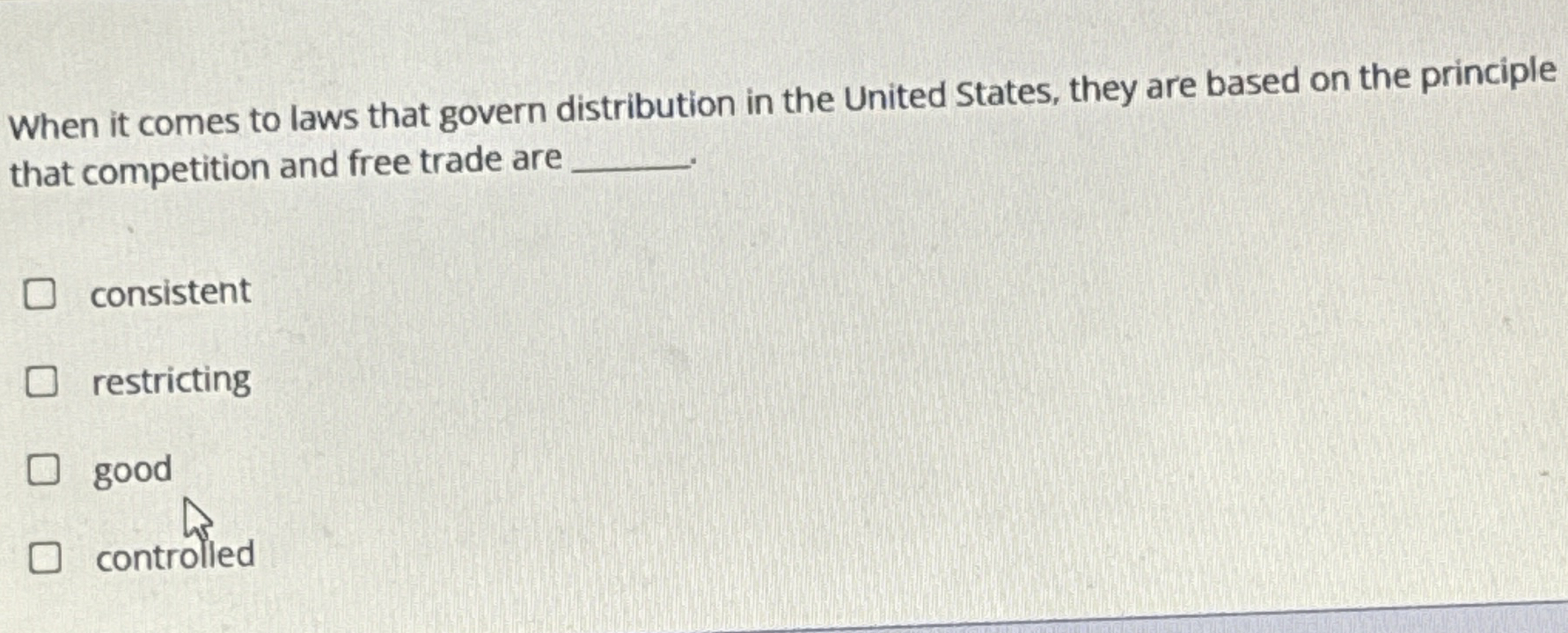 Solved When it comes to laws that govern distribution in the | Chegg.com