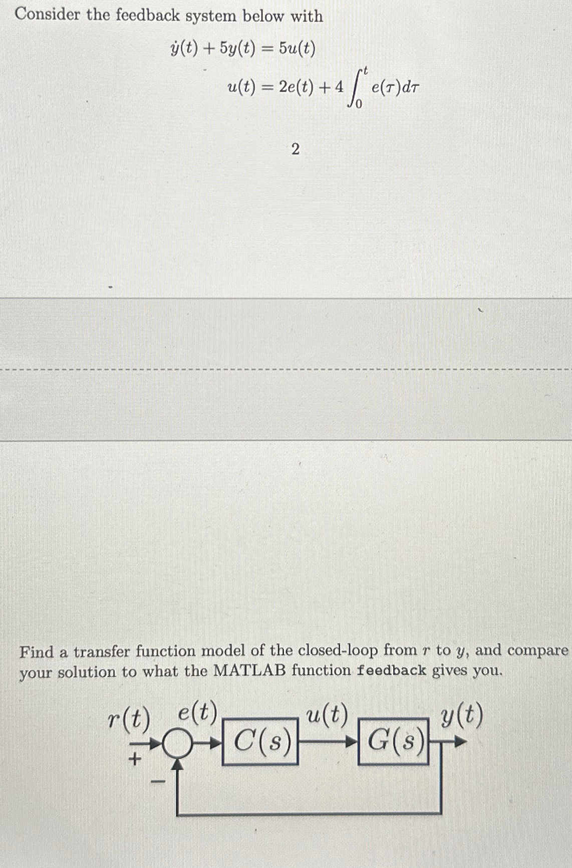 Solved Consider the feedback system below | Chegg.com