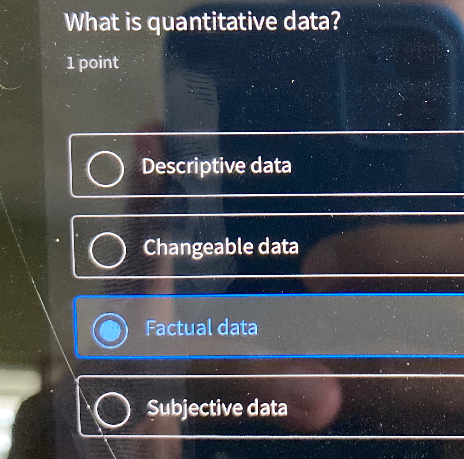 Solved What is quantitative data?1 ﻿pointDescriptive | Chegg.com