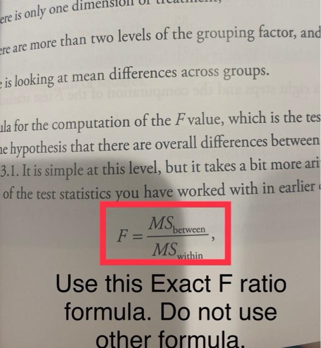 Solved Do Study A and B by using the EXACT F ratio and | Chegg.com