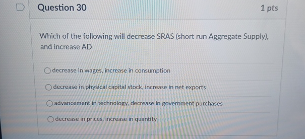 Solved Question 301 ﻿ptsWhich of the following will decrease | Chegg.com