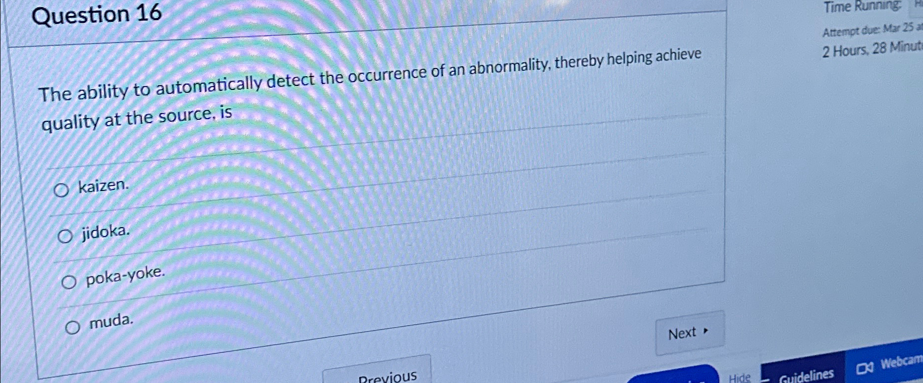 Solved Question 16The ability to automatically detect the | Chegg.com