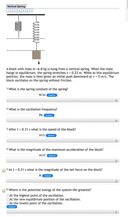 Solved A block with mass m=6.8 kg is hung from a vertical | Chegg.com