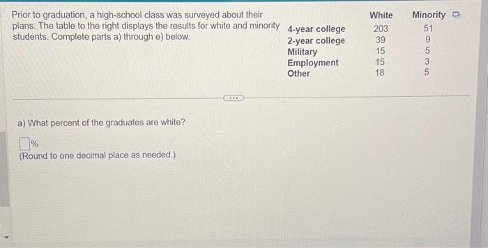 Solved Prior to graduation, a high-school class was surveyed | Chegg.com