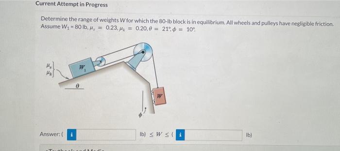Solved Determine the range of weights W for which the 80−1lb | Chegg.com