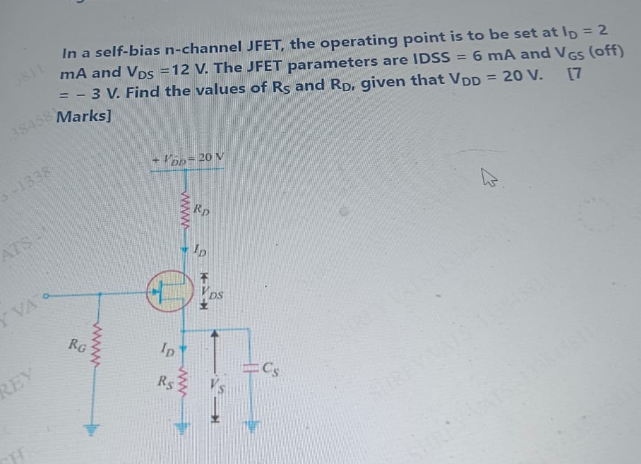 Solved In a self-bias n-channel JFET, the operating point is | Chegg.com