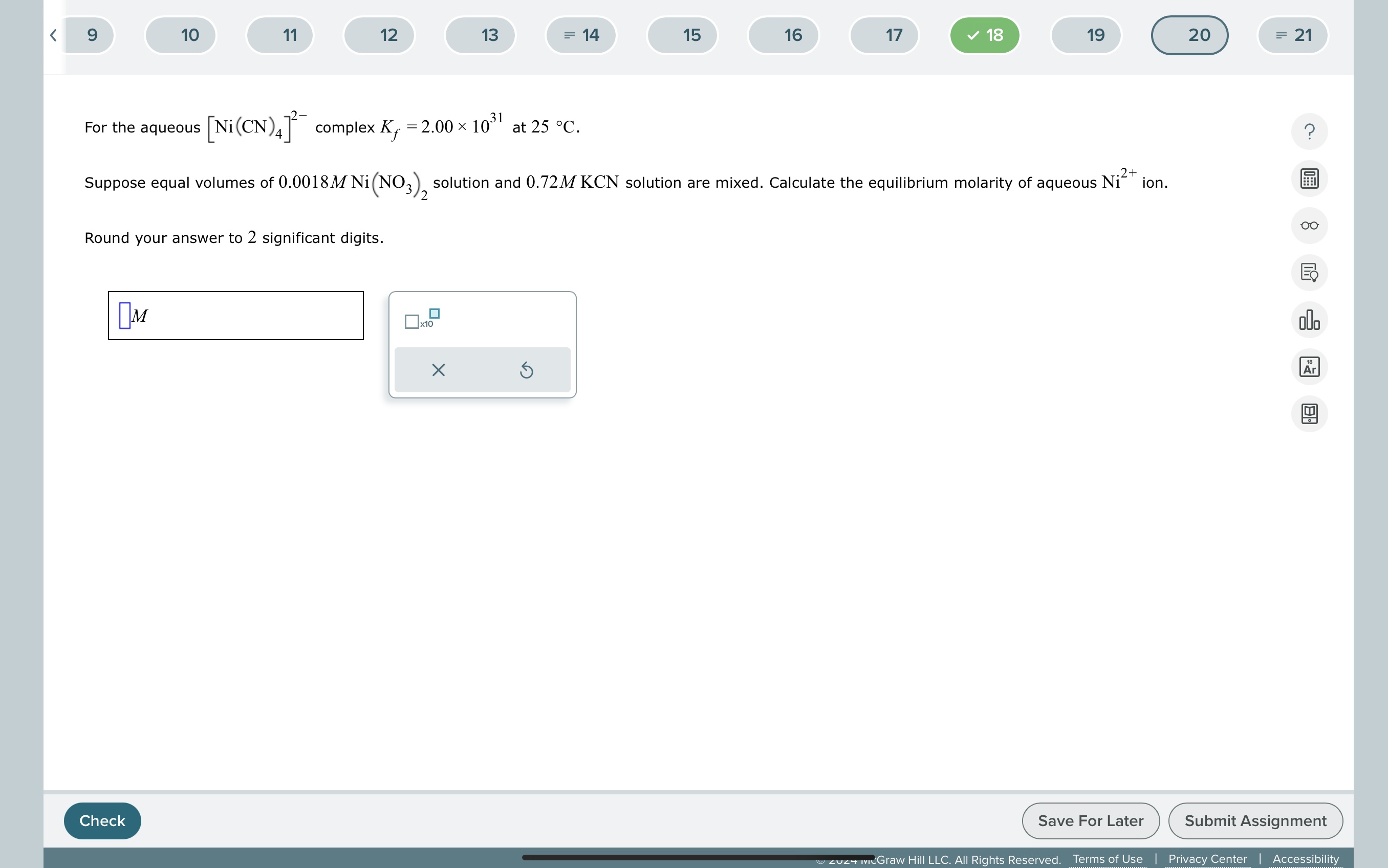 Solved For the aqueous [Ni(CN)4]2- ﻿complex Kf=2.00×1031 ﻿at | Chegg.com