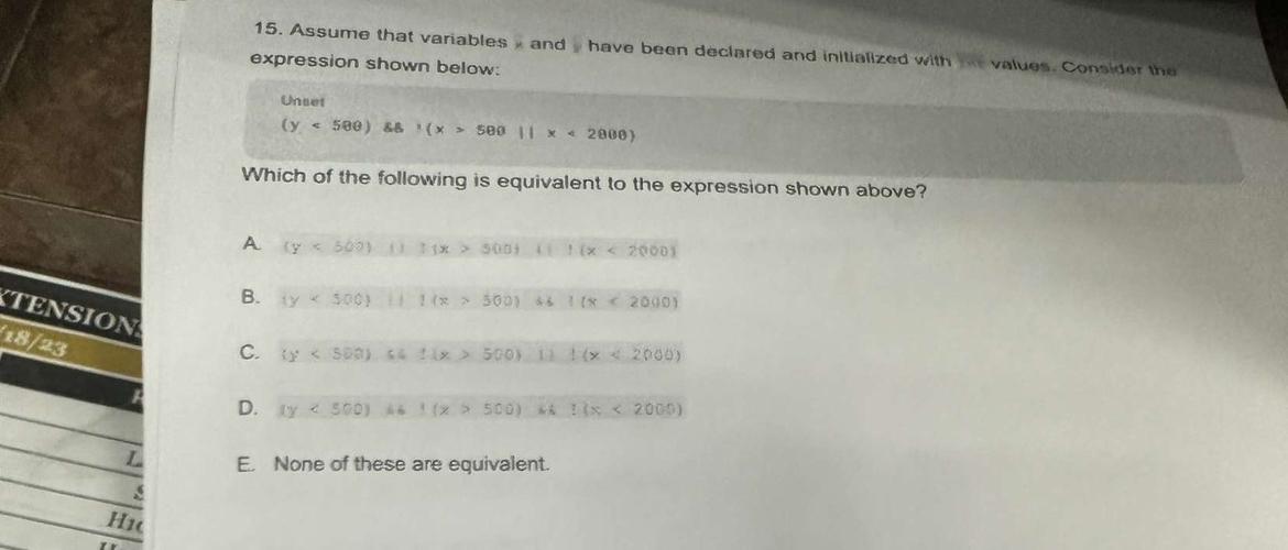 Solved Assume that variables x ﻿and have been declared and | Chegg.com