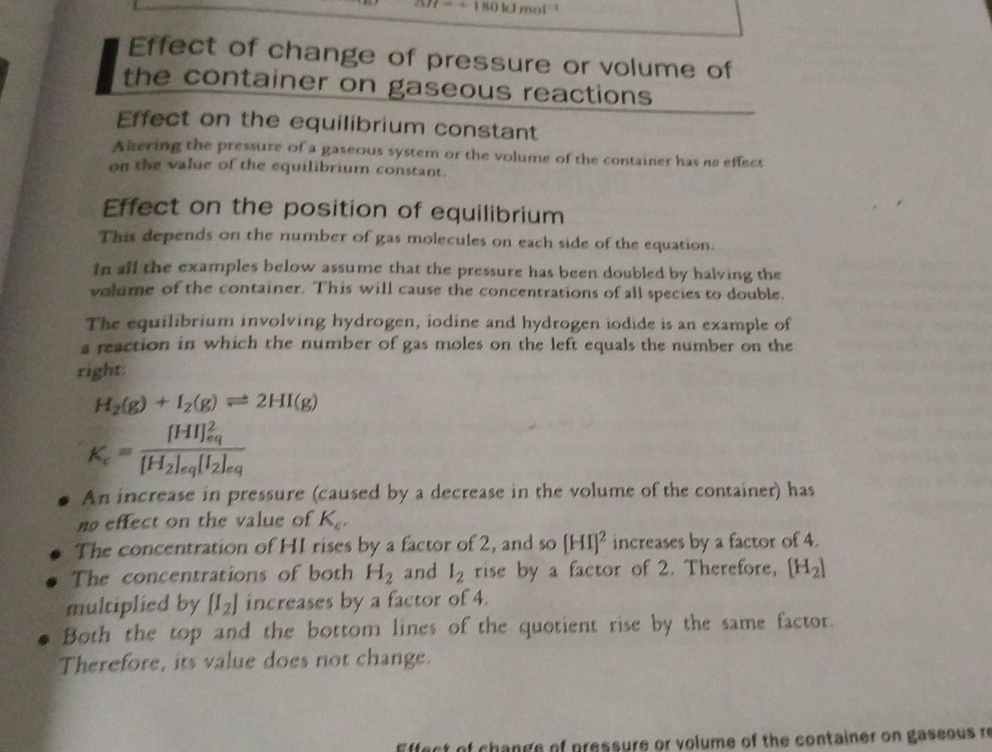 Solved I BOLJ mol Effect of change of pressure or volume of | Chegg.com