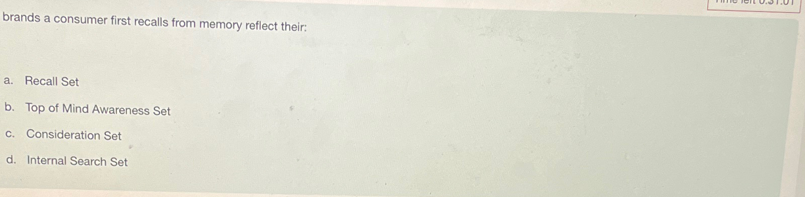 Solved brands a consumer first recalls from memory reflect | Chegg.com