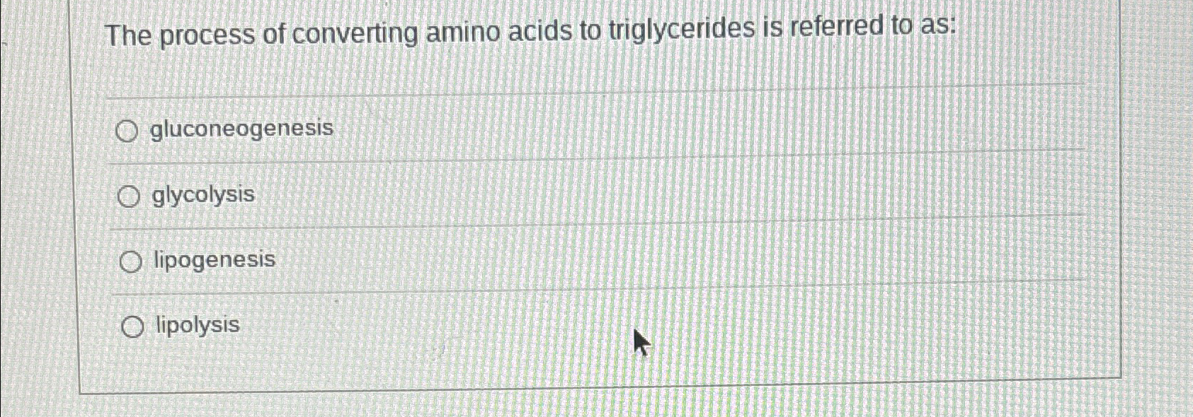 Solved The process of converting amino acids to | Chegg.com