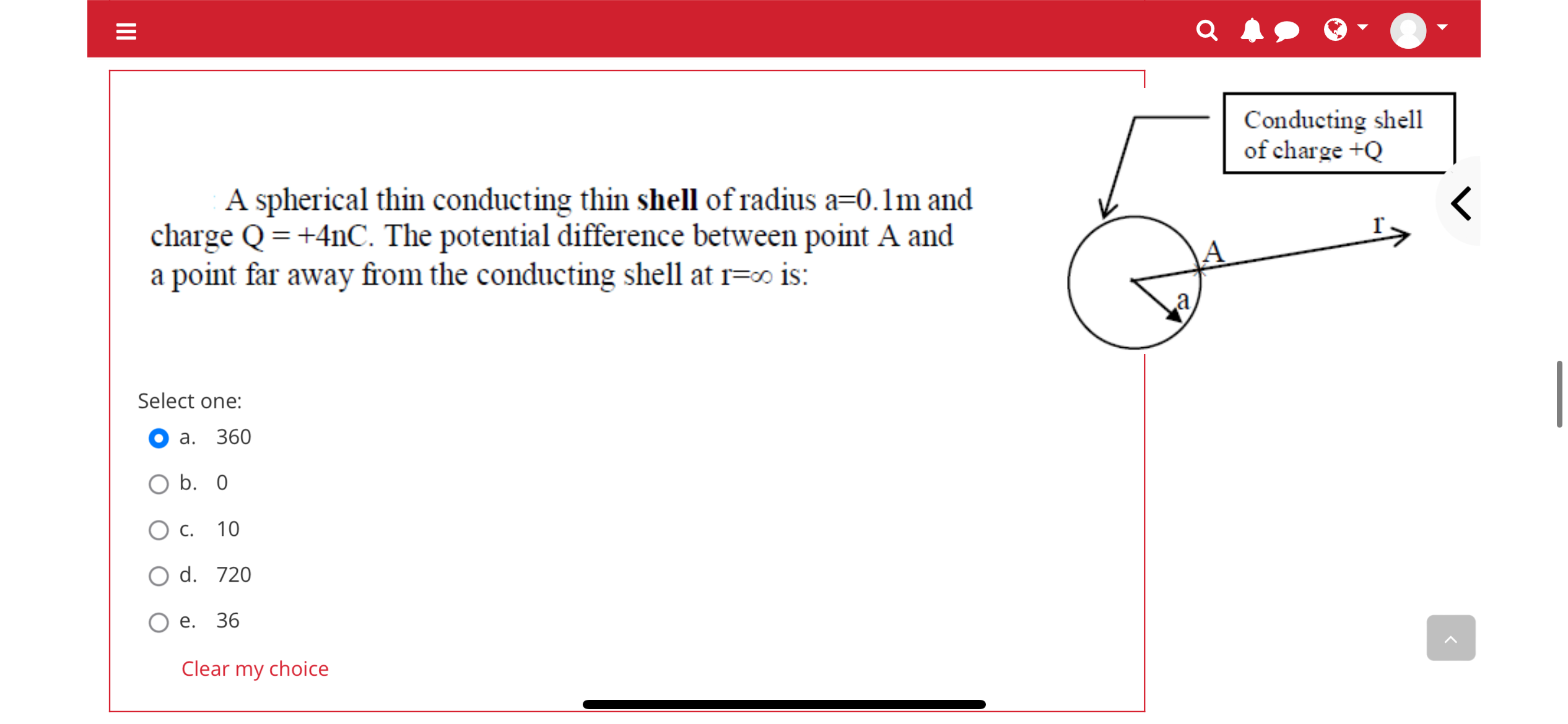 Solved A spherical thin conducting thin shell of radius | Chegg.com