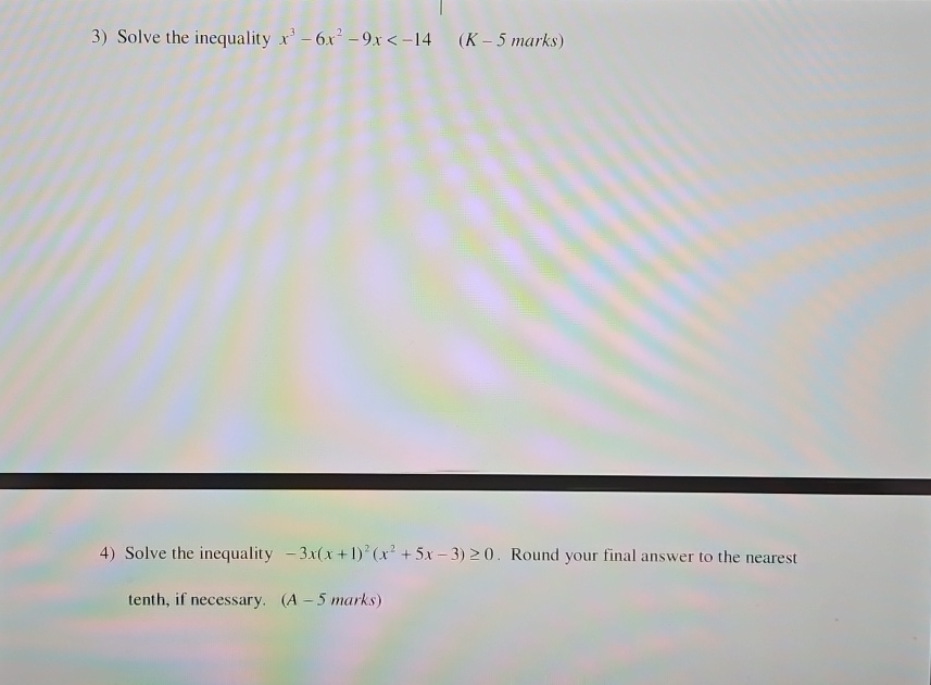 Solved Solve the inequality x3-6x2-9x