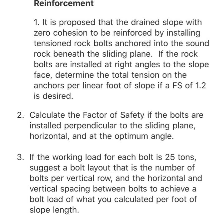 Problem 1: Plane Failure Analysis A 60 ft high rock | Chegg.com