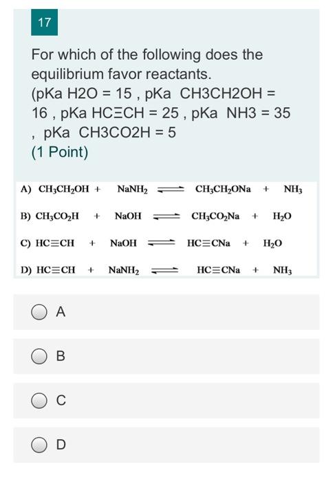 Solved 17 For which of the following does the equilibrium | Chegg.com