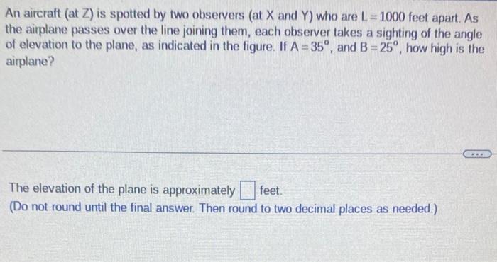Solved An aircraft (at Z ) is spotted by two observers (at X | Chegg.com