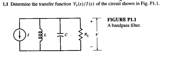 Solved 1.1 ﻿Determine the transfer function VosI(s) ﻿of the | Chegg.com