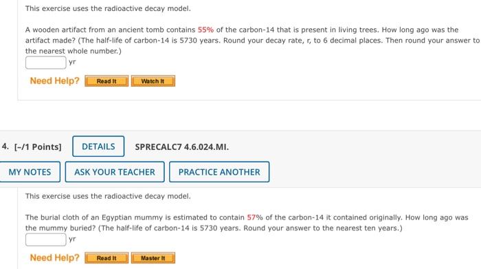 Solved This exercise uses the radioactive decay model. A | Chegg.com
