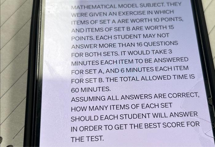 Solved MATHEMATICAL MODEL SUBJECT. THEY WERE GIVEN AN | Chegg.com