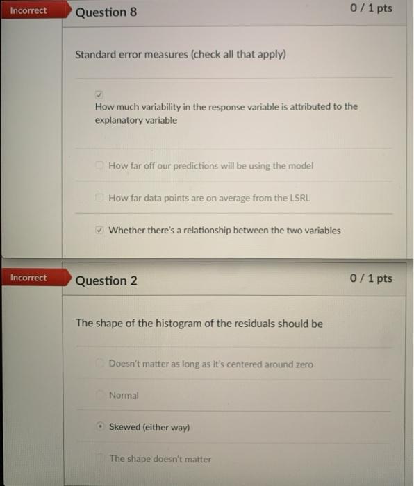 Solved Incorrect Question 10 0/1 pts For a better linear | Chegg.com