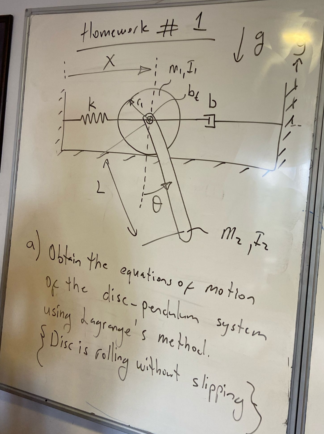 Solved Homework # 1a) ﻿Obtain the equations of motion of the | Chegg.com