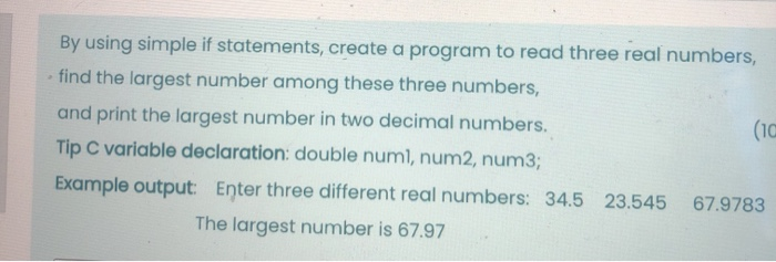 Solved By using simple if statements, create a program to | Chegg.com
