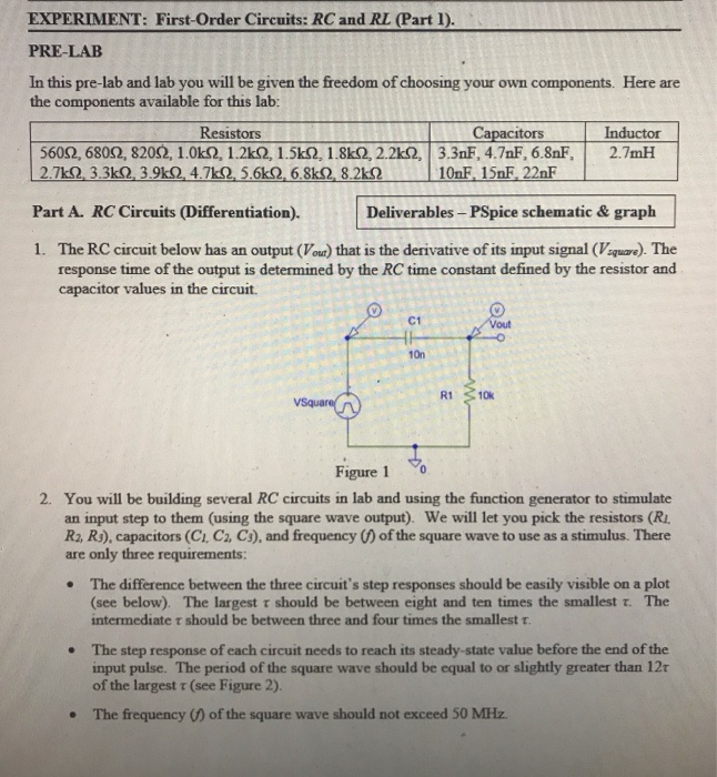 EXPERIMENT: First-Order Circuits: RC and RL (Part 1). | Chegg.com