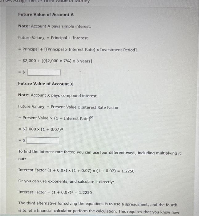 Solved Future Value of Account A Note: Account A pays simple | Chegg.com