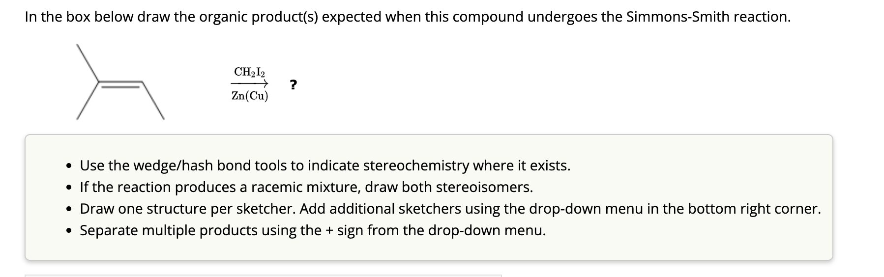 Solved In the box below draw the organic product(s) | Chegg.com
