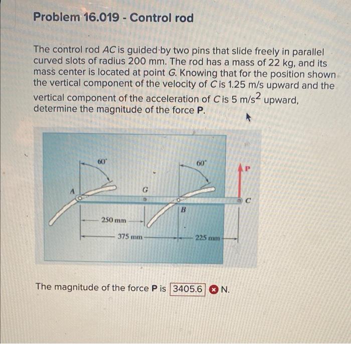 Solved Problem 16.019 - Control rod The control rod AC is | Chegg.com
