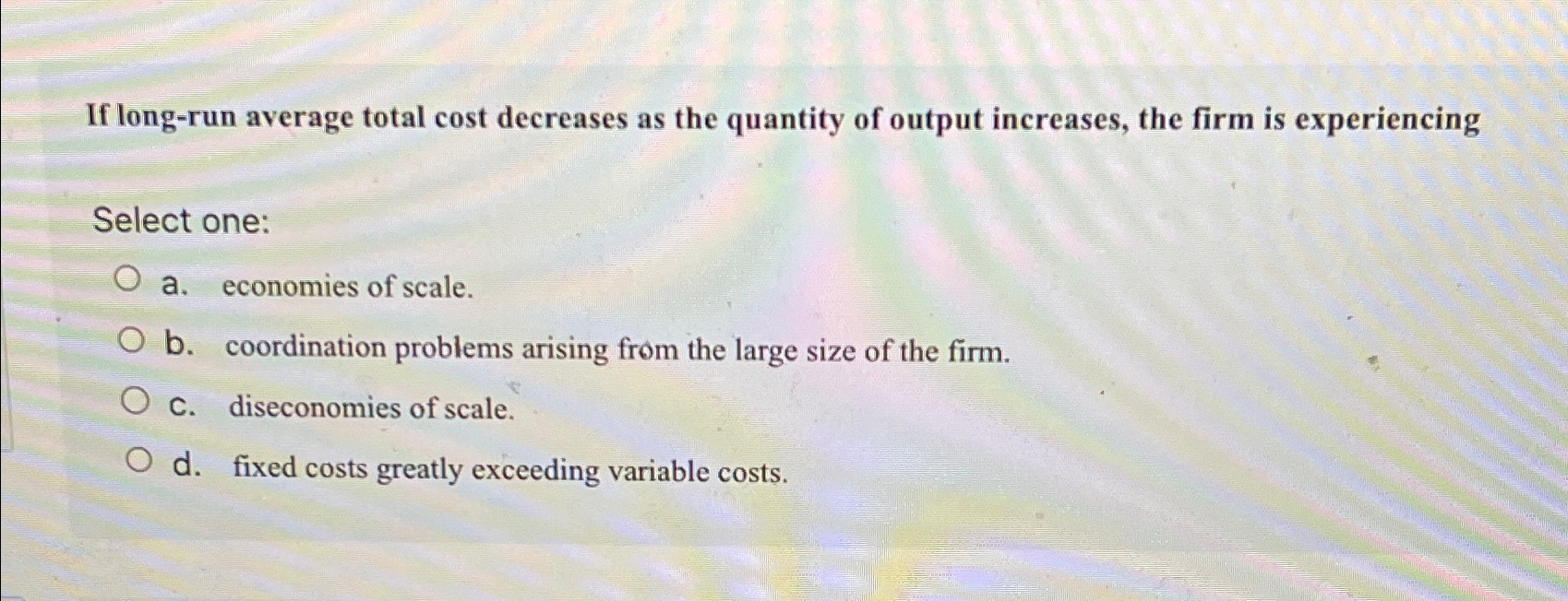 Solved If long-run average total cost decreases as the | Chegg.com