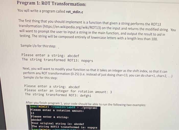 Solved Program 1: ROT Transformation: You will write a | Chegg.com
