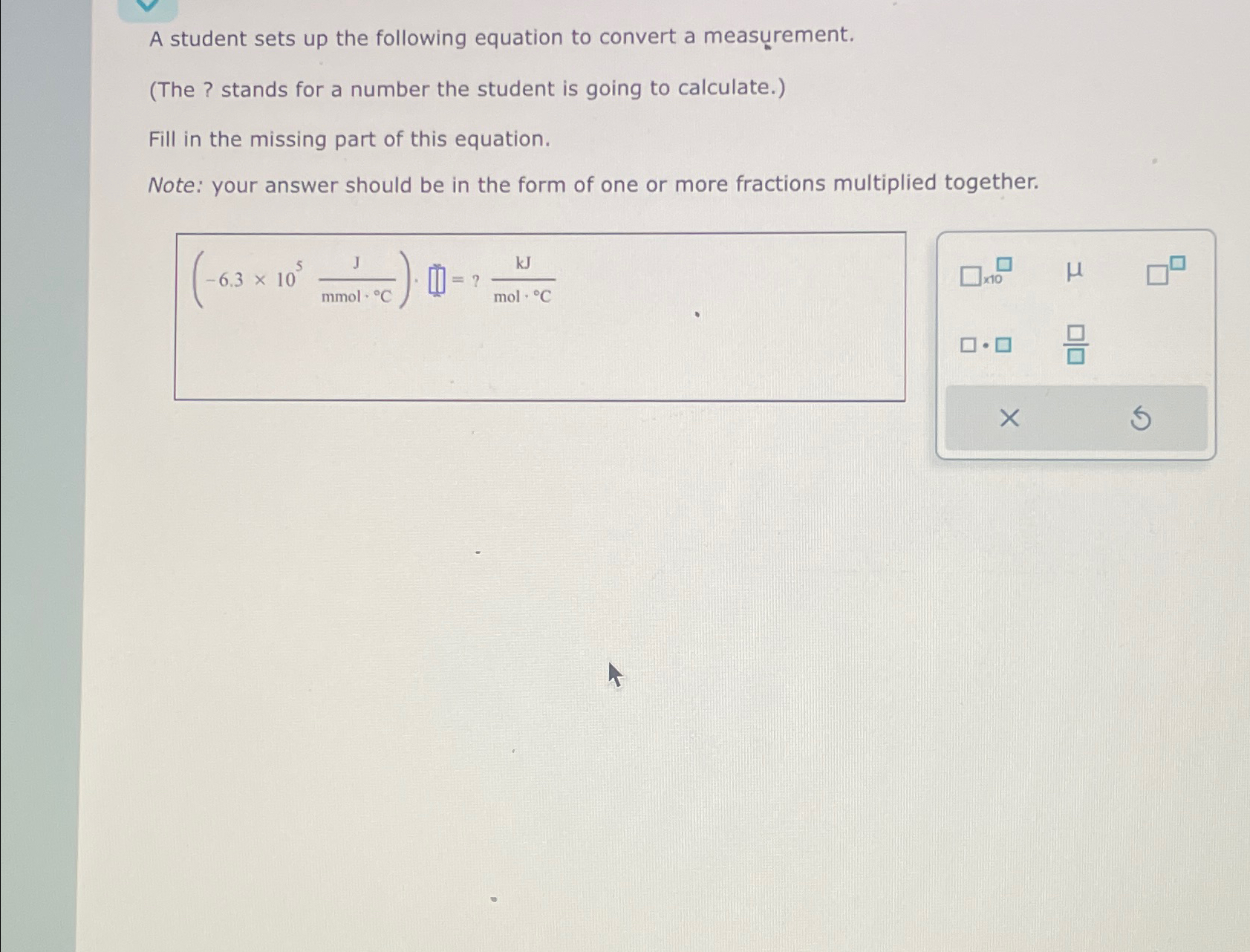 Solved A student sets up the following equation to convert a | Chegg.com