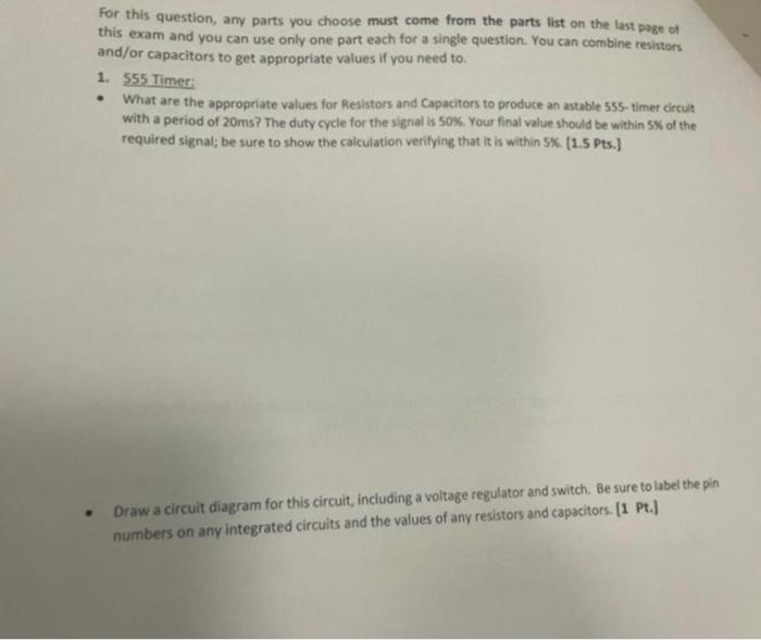 Solved For this question, any parts you choose must come | Chegg.com