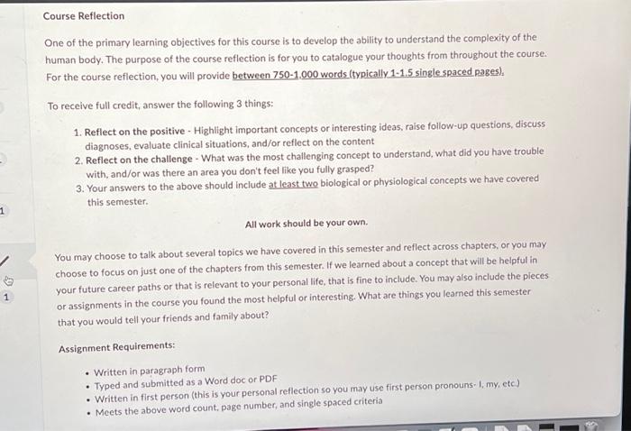 Solved 1 1 Course Reflection One of the primary learning | Chegg.com