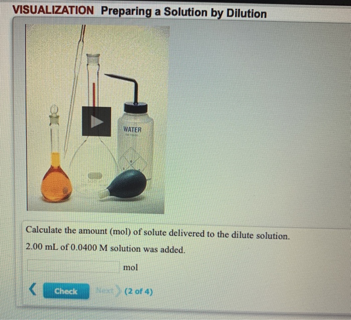 Solved VISUALIZATION Preparing a Solution by Dilution WATER | Chegg.com